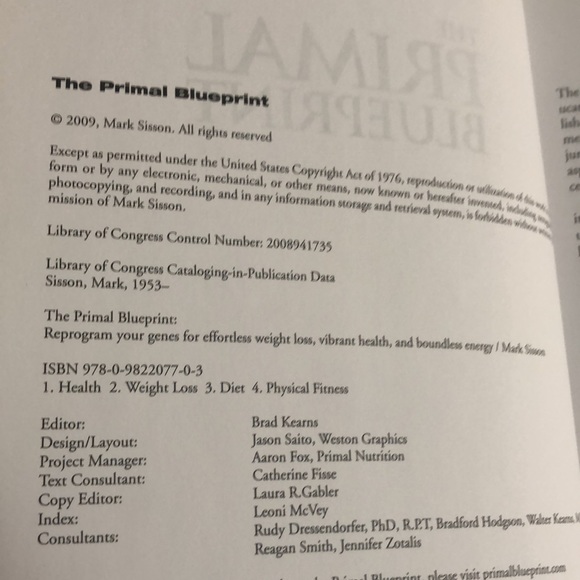 Accents | The Primal Blueprint Mark Sisson Hb Book | Poshmark